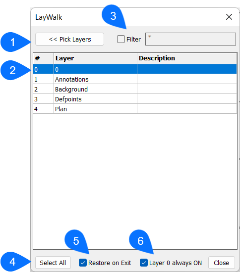 LAYWALK command (Express Tools) - BricsCAD | Bricsys Help Center