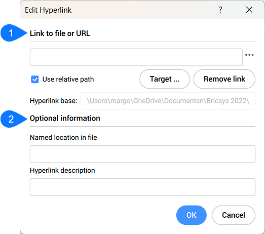 Edit Hyperlink dialog box - BricsCAD | Bricsys Help Center