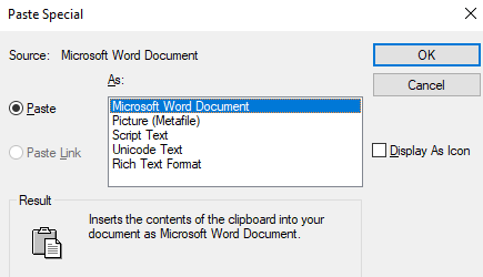 Paste Special dialog box - BricsCAD | Bricsys Help Center