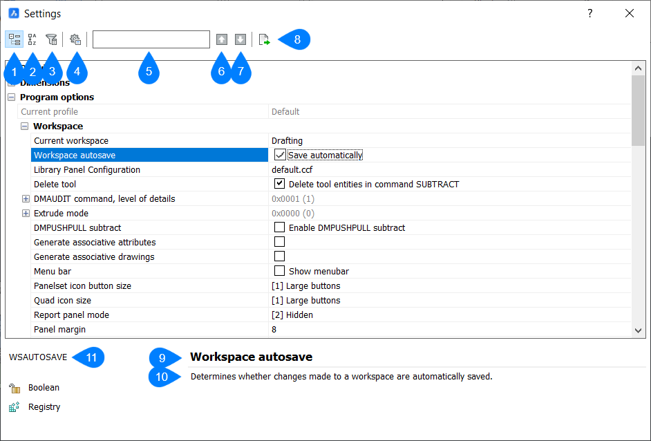 Settings dialog box - BricsCAD | Bricsys Help Center