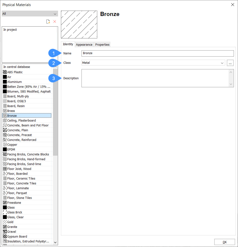 Physical materials - BricsCAD BIM | Bricsys Help Center